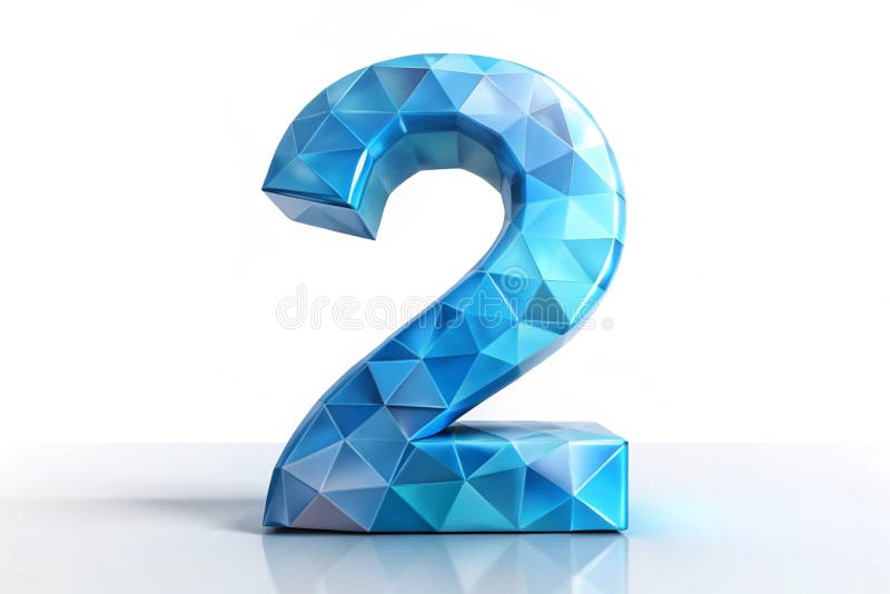 Number 2 Two in Low Poly Style Isolated on White Background. 3d ...