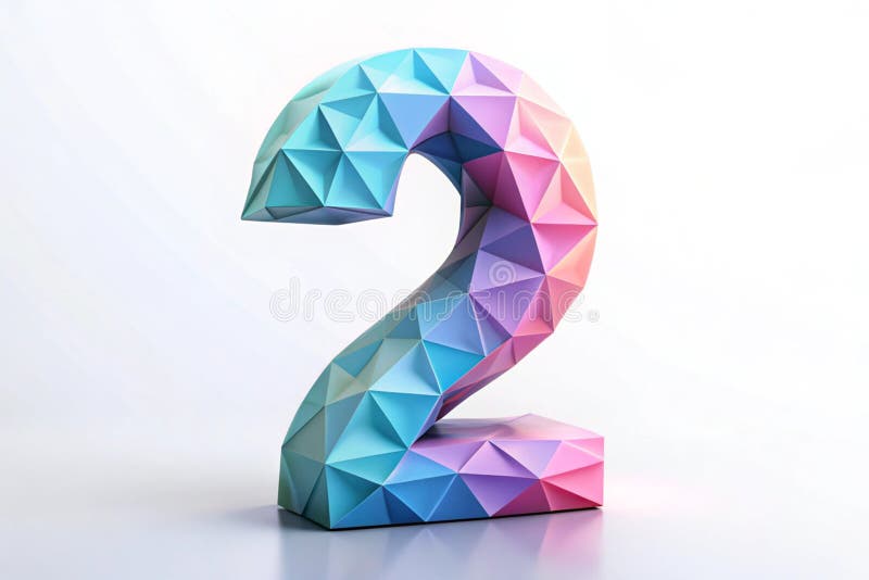 Number 2 Two in Low Poly Style Isolated on White Background. 3d ...