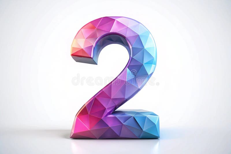 Number 2 Two in Low Poly Style Isolated on White Background. 3d ...