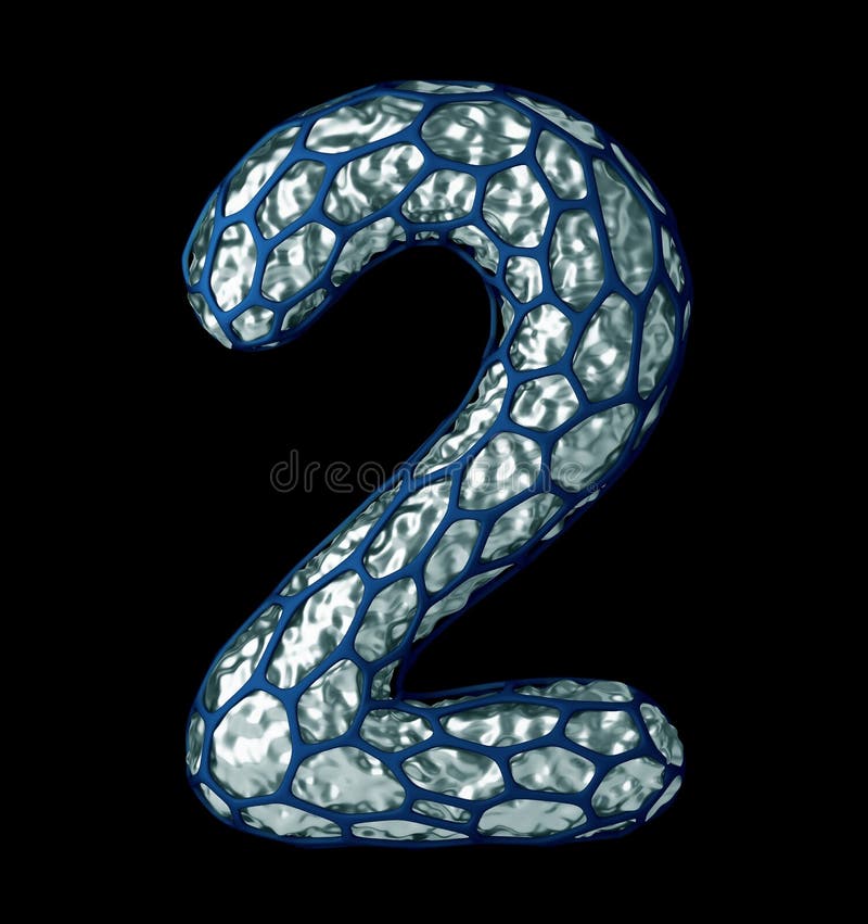 Number 2 Two Made of Silver Shining Metallic 3D with Blue Cage Isolated ...