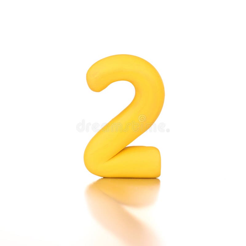 Number Two 2 Made of Yellow Plasticine Isolated Stock Image - Image of ...