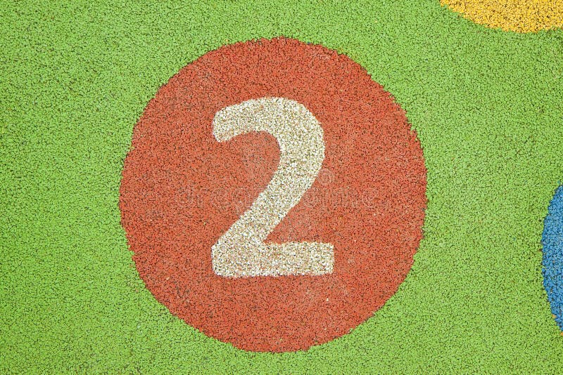 Number Two in a Multicolored Rubber Outdoors Children`s Playground ...