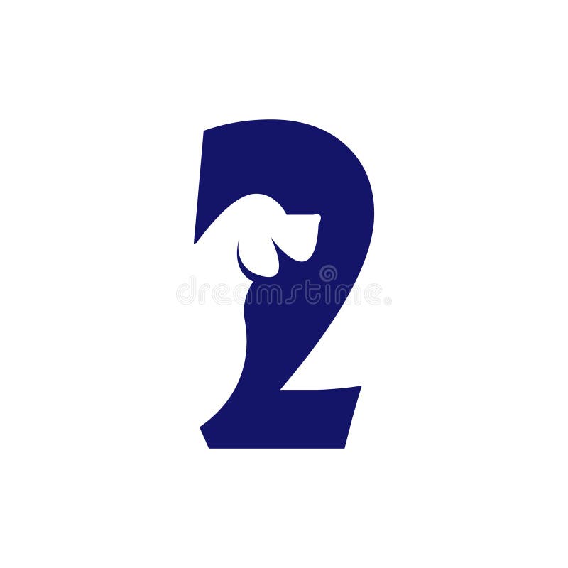 Number Two with a Negative Space Dog Logo Stock Vector - Illustration ...