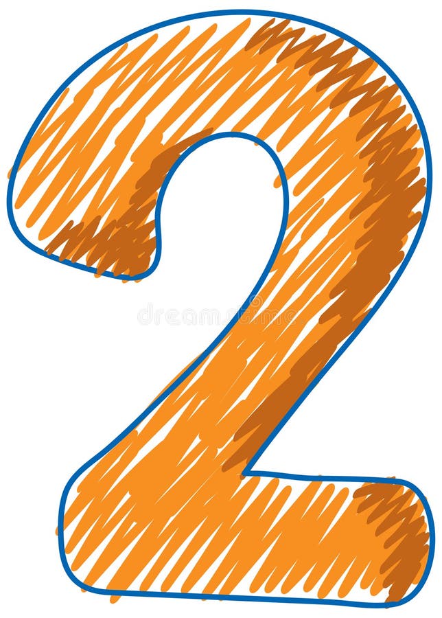 Number Two in Pencil Colour Sketch Simple Style Stock Vector ...