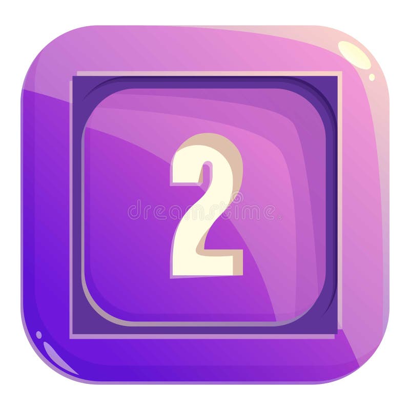 Purple Square Button Showing Number Two Stock Illustration ...