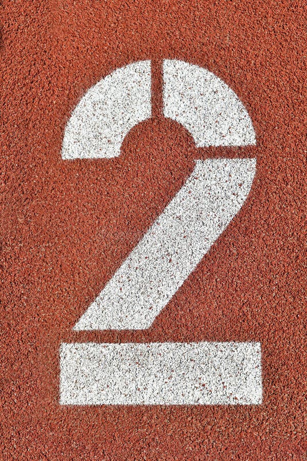 Number Two on a Red Runway is Numbered at a Stadium Stock Photo - Image ...