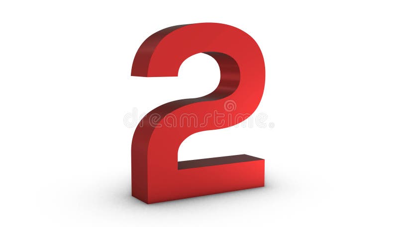 Number 2 Two Red Sign 3D Rendering Isolated on White Background Stock ...