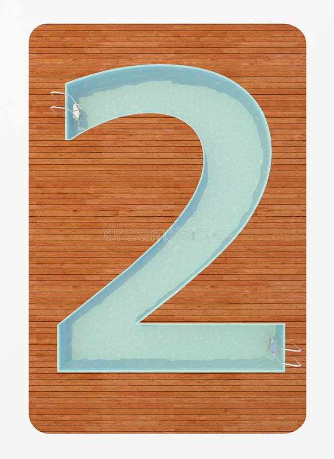 Number Two in the Shape of the Pool 3d Rendering Stock Illustration ...