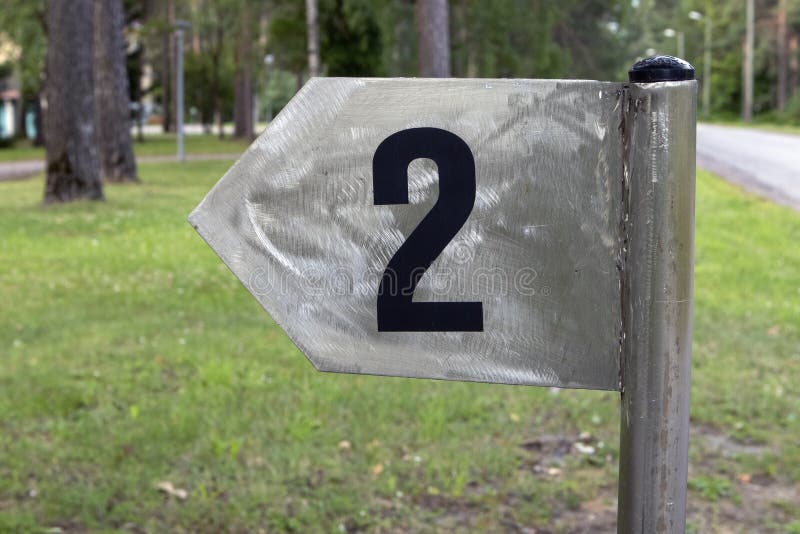 Number Two Sign Post Outdoors Stock Image - Image of digit, metallic ...