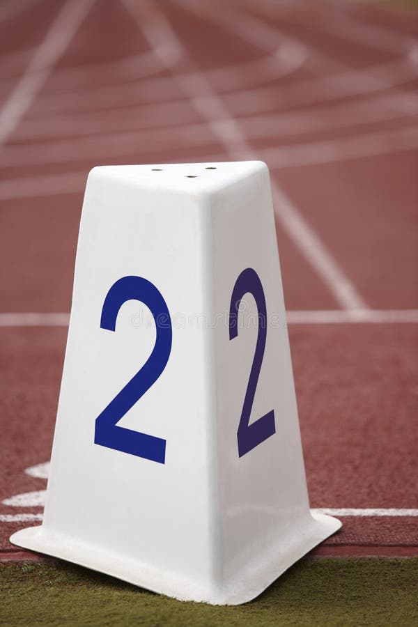 Number Two Signpost in an Athletic Running Track Stock Image - Image of ...