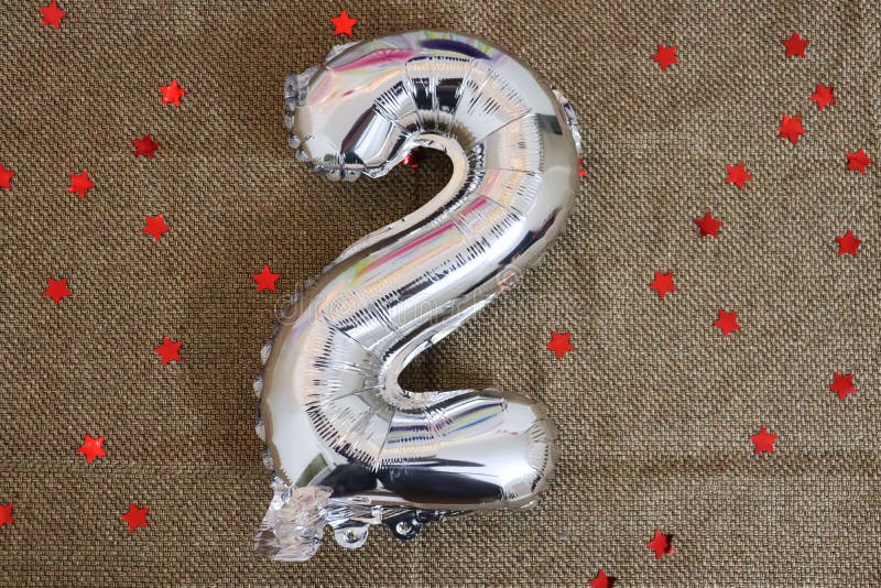Number Two with Silver Metallic Color and Decorative Background Stock ...