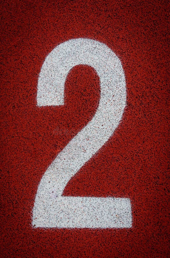 Number Two On Running Track. White Track Number On Red Rubber Racetrack ... Number Two On Running Track. White Track Number On Red Rubber Racetrack ...