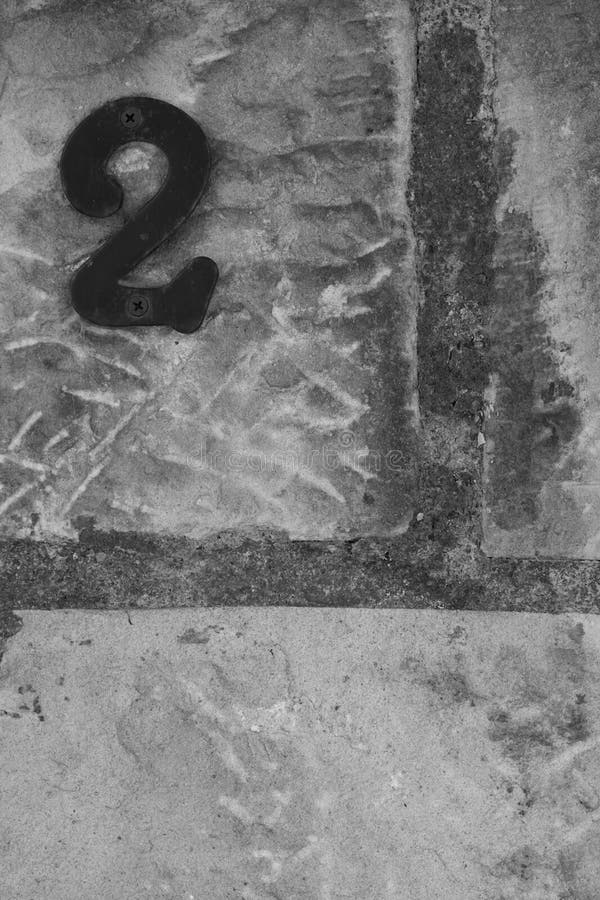 Number Two on Stone Wall Monochrome Stock Photo - Image of number ...