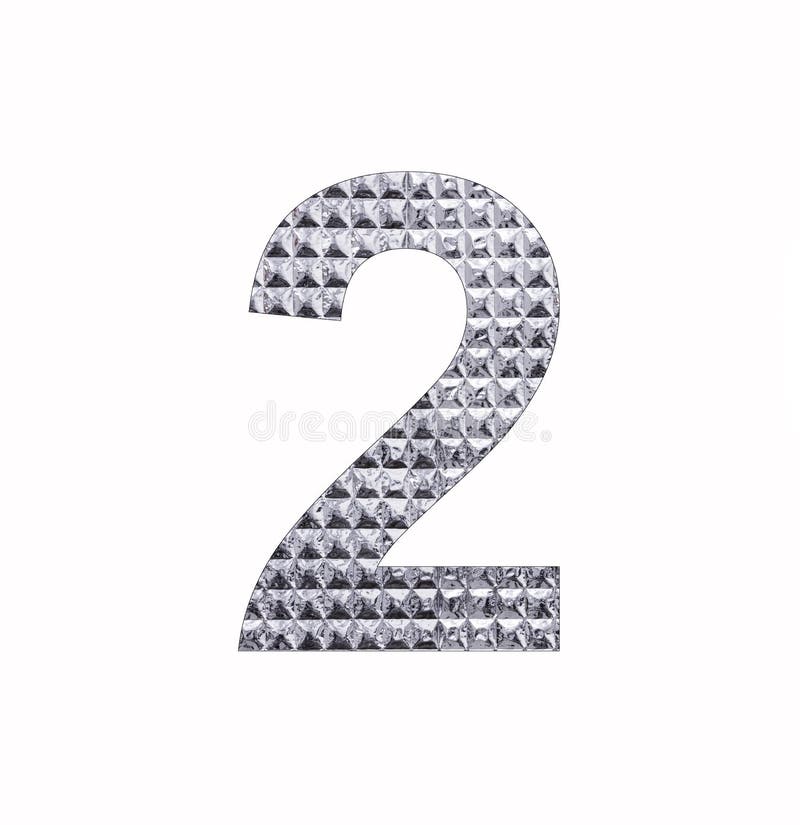 Number 2 - Digit Two in Textured Silver Shiny Paper Stock Illustration ...