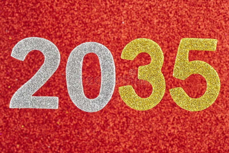 Number Two Thousand and Thirty-five Over a Red Background. Anniversary ...