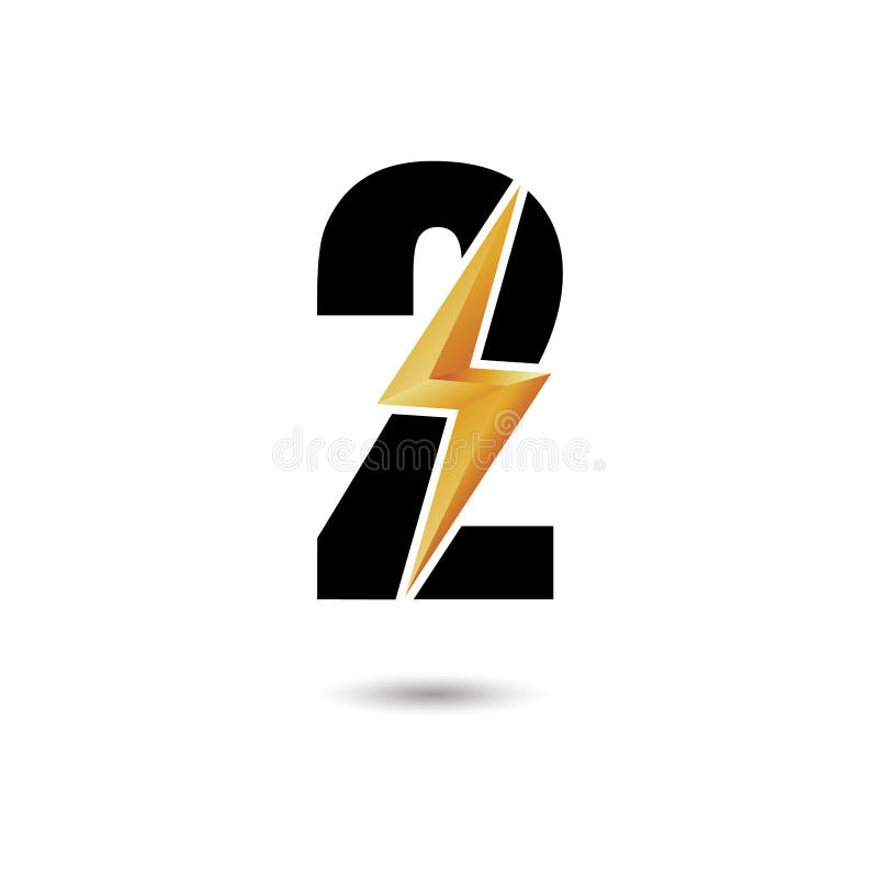 Number Two 2 Thunder Bolt Logo Design Stock Vector - Illustration of ...