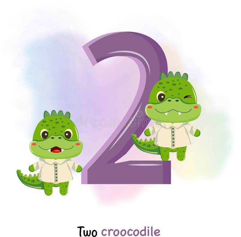 Number Two Tracing with 2 Croocodile for Kids Learning To Count Stock ...