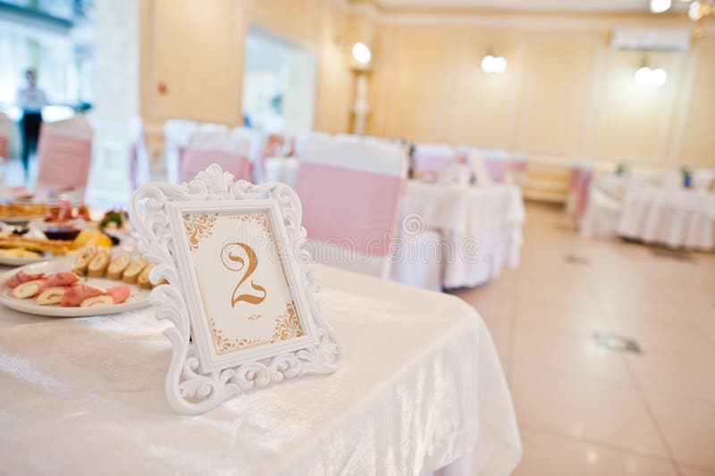 Number Two at Wedding Table in Restaurant Stock Photo - Image of ...