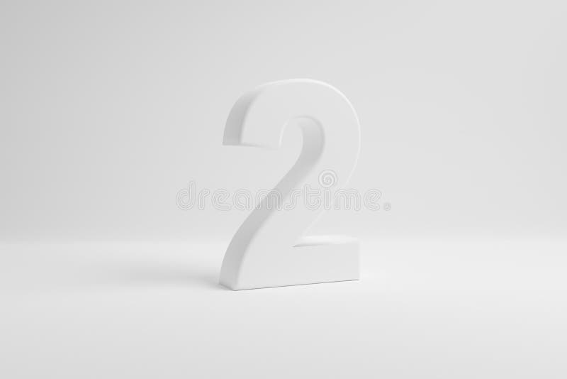 Number Two on White Background. 3D Rendering Stock Illustration ...