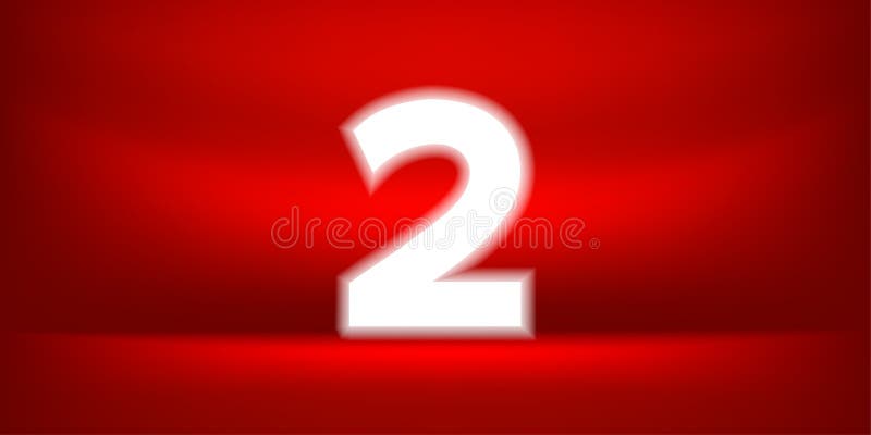 Number Two White Glow on Red Luxurious Background, No. 2 on Red ...