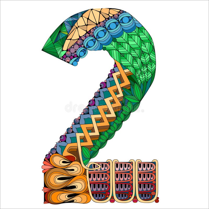 Number Two Zentangle. Vector Decorative Object Stock Vector ...