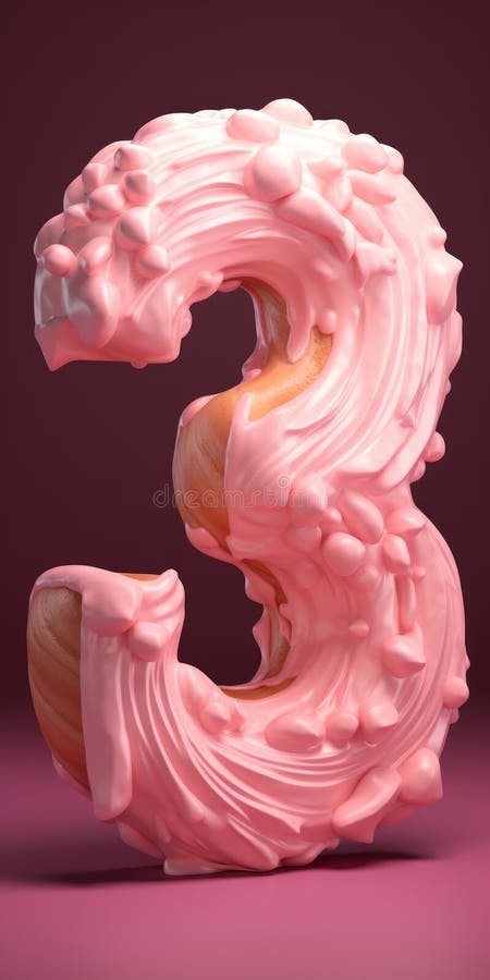 Number 3 Typography in Pastry Style Generative AI Stock Illustration ...