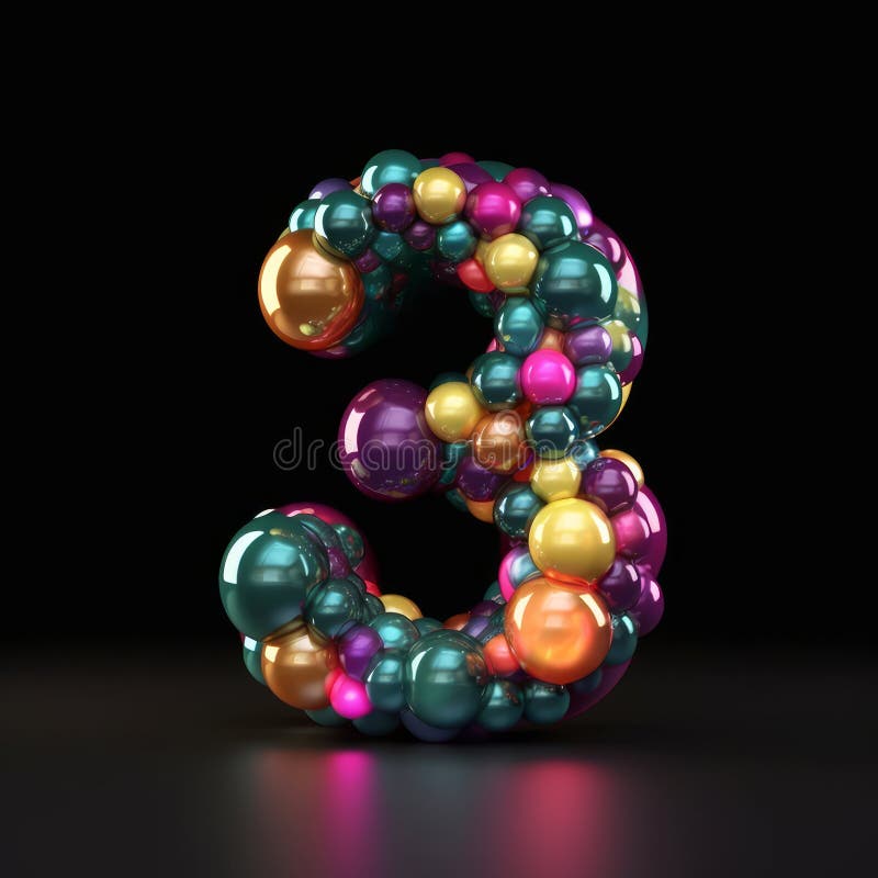 Number 3 Typography Using Colorful Balloons Generative AI Stock ...