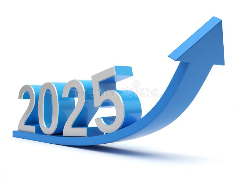 2025 Number with an Upward Blue Arrow Symbolizing Growth, Progress, and ...