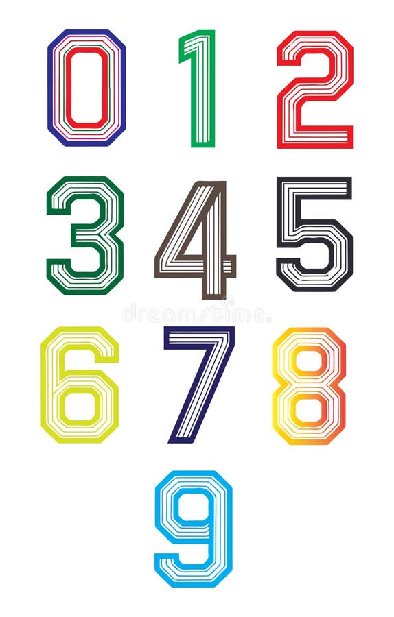 Number Vector. Colorful Numbers. Artistic Display of Modern, Uniquely ...