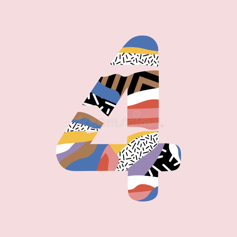 Number 4 Vector Font Alphabet, Modern Dynamic Flat Design. Stock Image ...