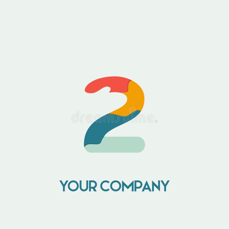 Number 2 Vector Font Alphabet, Modern Dynamic Flat Paper Cut Style ...