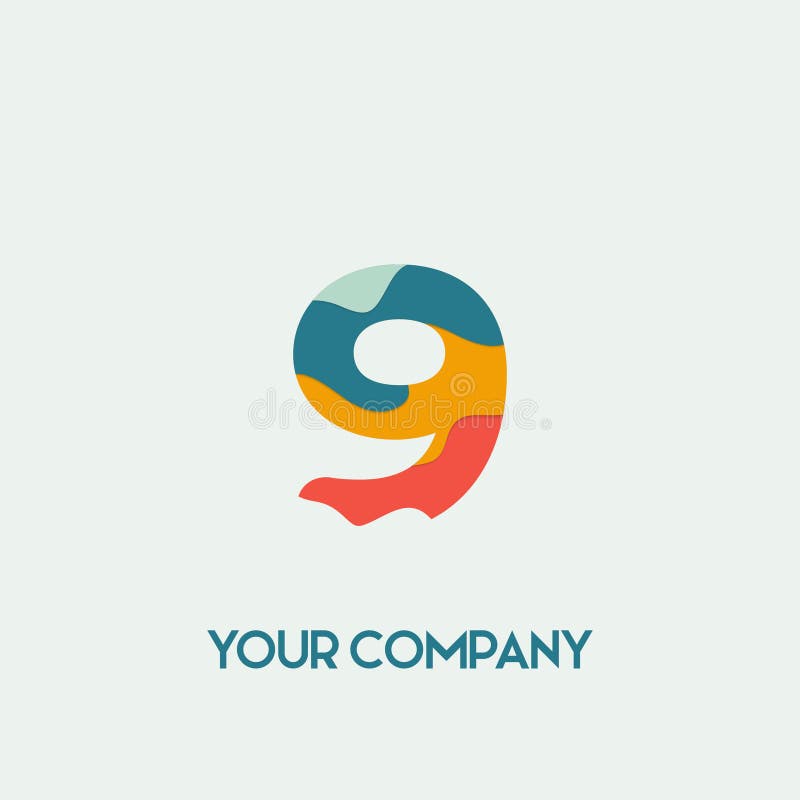 Number 9 Vector Font Alphabet, Modern Dynamic Flat Paper Cut Style ...