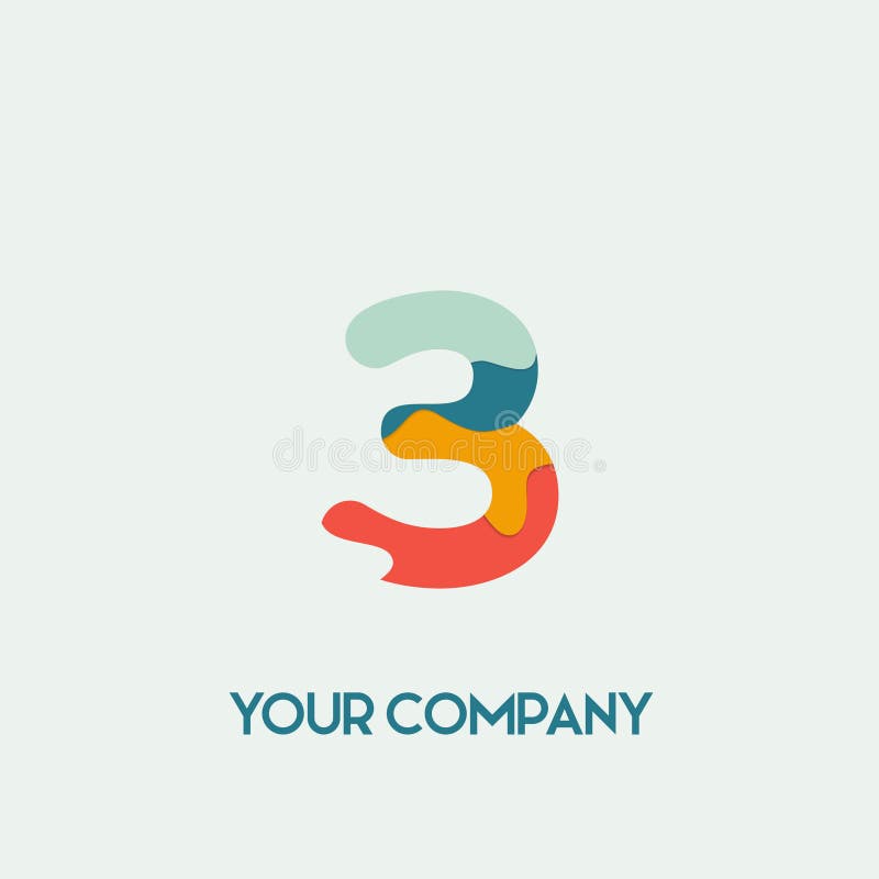 Number 3 Vector Font Alphabet, Modern Dynamic Flat Paper Cut Style ...
