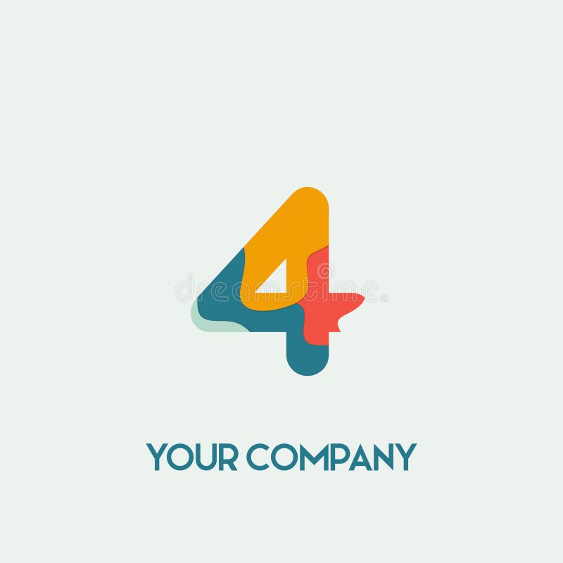 Number 4 Vector Font Alphabet, Modern Dynamic Flat Paper Cut Style ...
