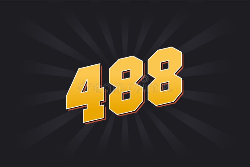 Number 488 Vector Font Alphabet. Yellow 488 Number with Black ...