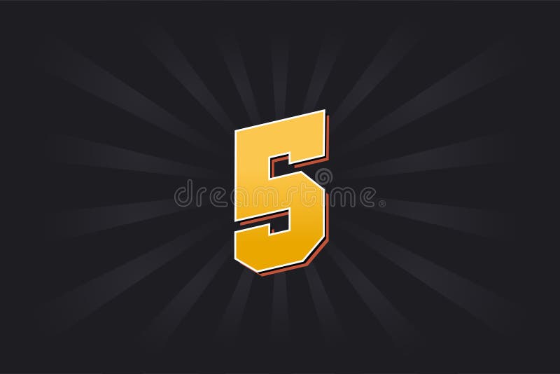 Number 5 Vector Font Alphabet. Yellow 5 Number with Black Background ... Number 5 Vector Font Alphabet. Yellow 5 Number with Black Background ...