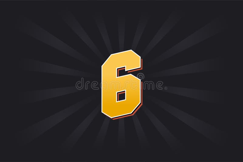 Number 6 Vector Font Alphabet. Yellow 6 Number with Black Background ... Number 6 Vector Font Alphabet. Yellow 6 Number with Black Background ...