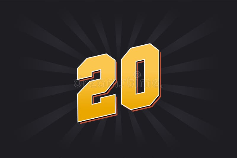 Number 20 Vector Font Alphabet. Yellow 20 Number with Black Background ... Number 20 Vector Font Alphabet. Yellow 20 Number with Black Background ...