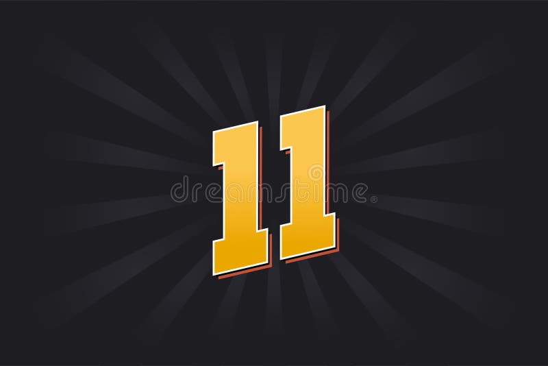 Number 11 Vector Font Alphabet. Yellow 11 Number with Black Background ... Number 11 Vector Font Alphabet. Yellow 11 Number with Black Background ...