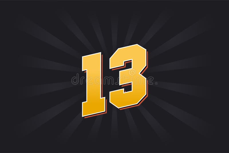 Number 13 Vector Font Alphabet. Yellow 13 Number with Black Background ... Number 13 Vector Font Alphabet. Yellow 13 Number with Black Background ...
