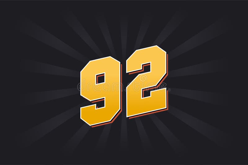 Number 92 Vector Font Alphabet. Yellow 92 Number with Black Background ... Number 92 Vector Font Alphabet. Yellow 92 Number with Black Background ...