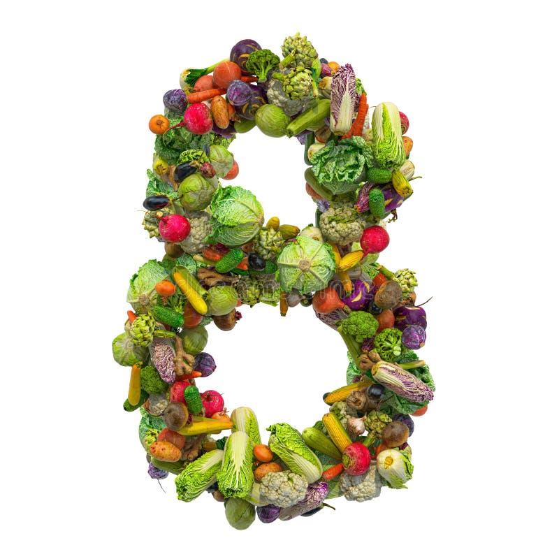 Number 2 from Vegetables, 3D Rendering Stock Illustration ...