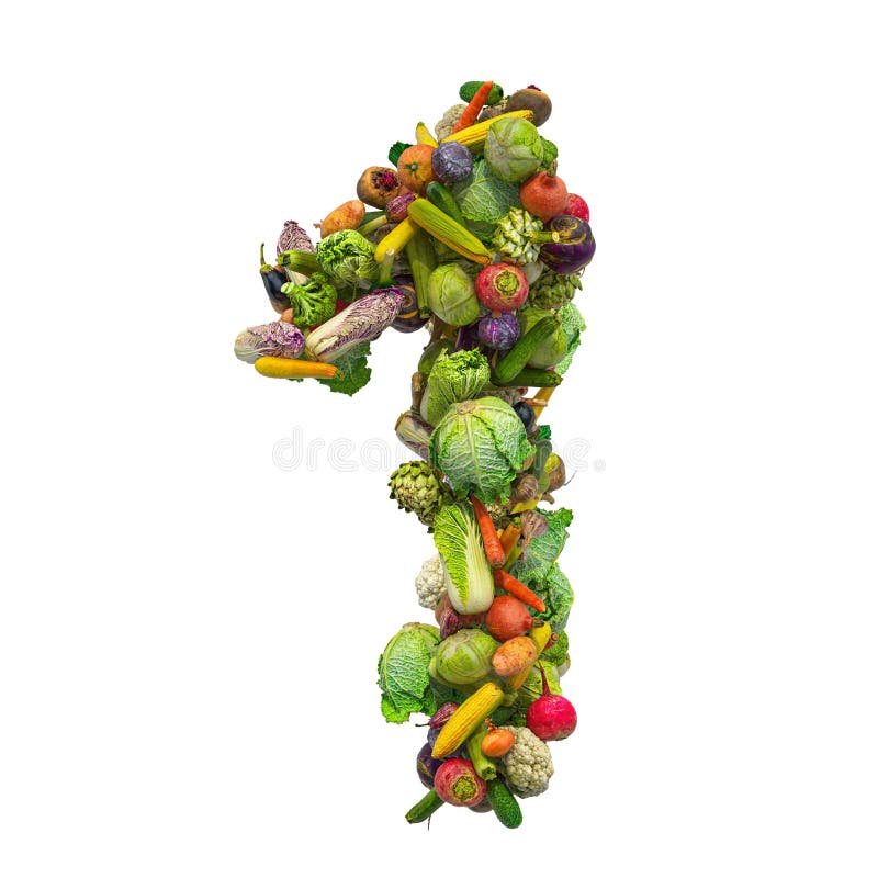 Number 2 from Vegetables, 3D Rendering Stock Illustration ...