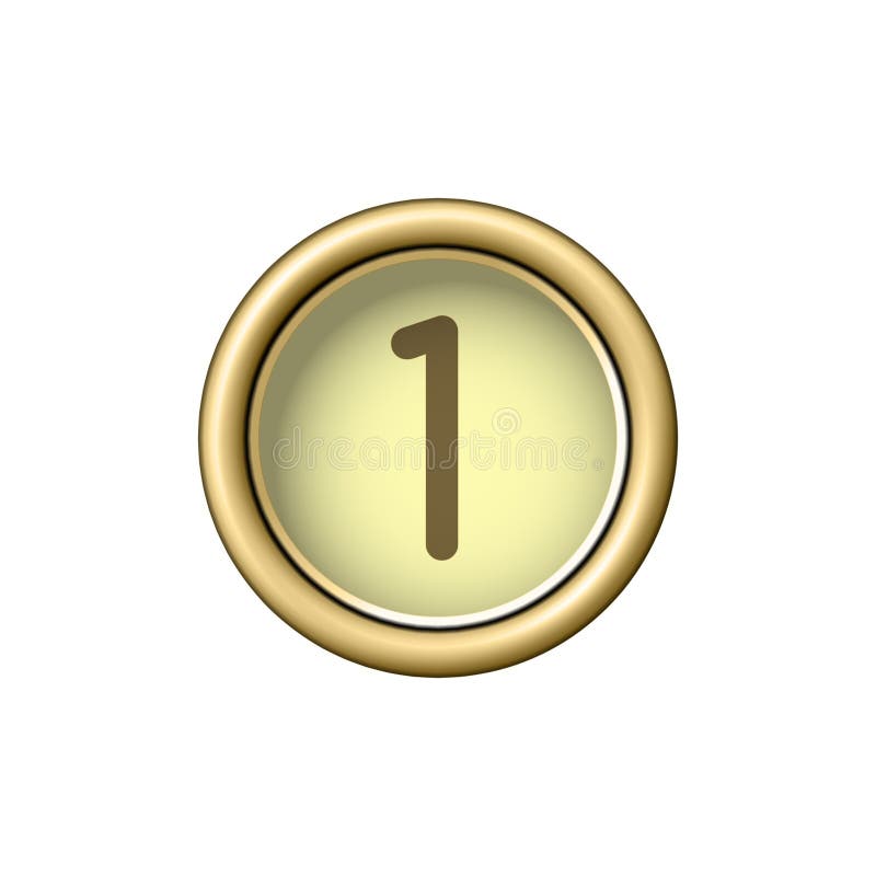 Number 7. Vintage Golden Typewriter Button. Stock Vector - Illustration ...