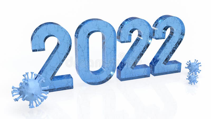 The Number 2022 and Virus on White Background for Sci Concept 3d ...