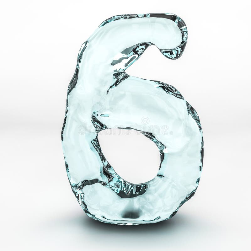 Number 6 of Water Splashes Isolated on White Background Stock ...