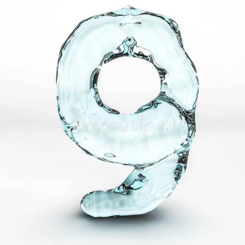 Alphabet Number 1. Liquid Font Made of Blue Transparent Water. 3D ...