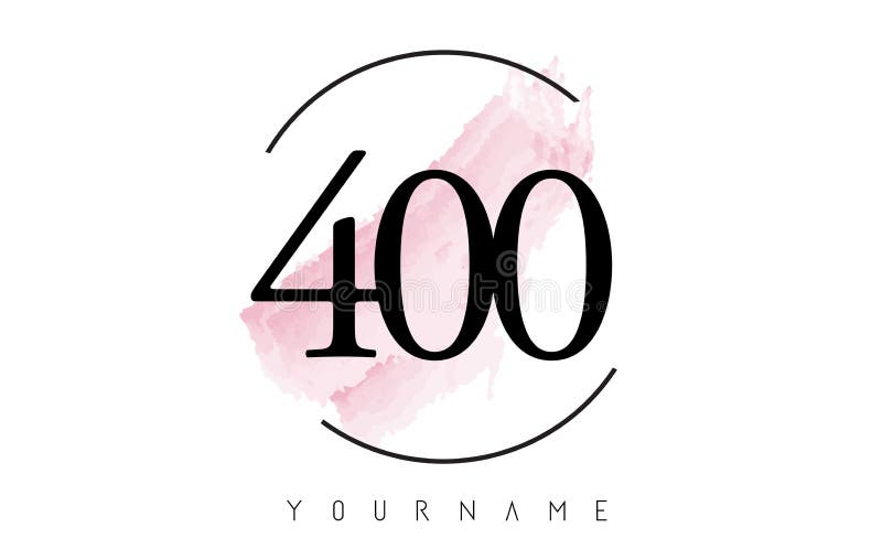 Number 400 Watercolor Stroke Logo Design with Circular Brush Pattern ...