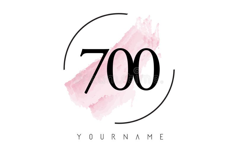 Number 700 Watercolor Stroke Logo Design with Circular Brush Pattern ...