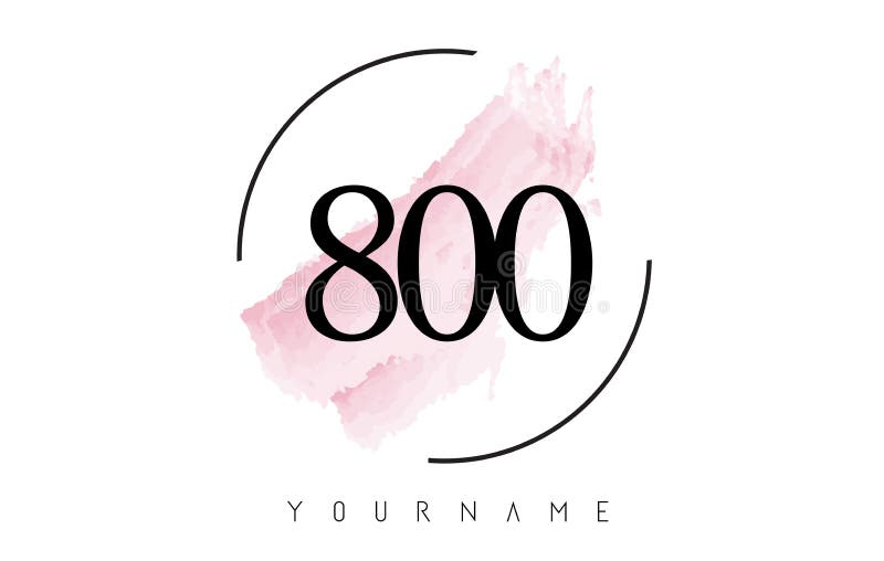 Number 800 Watercolor Stroke Logo Design with Circular Brush Pattern ...